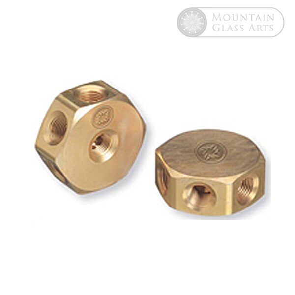 7 Port Hex Manifold Block w/ Pipe Thread Fittings