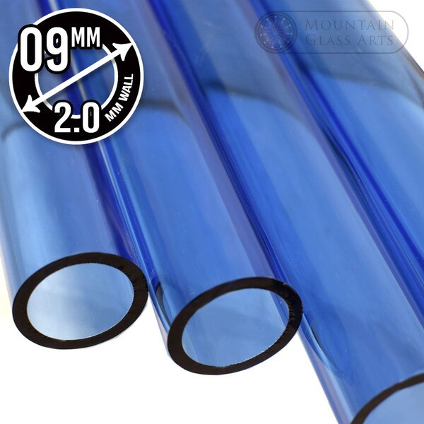 9mm x 2.0mm - Light Blue Tube - 4 ft. L (176) - Borosilicate Glass - 33 COE
