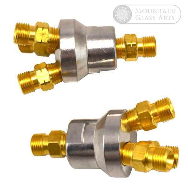 Aluminum Gas Hose Manifold - 3 Into 1 - Set of Two Manifolds