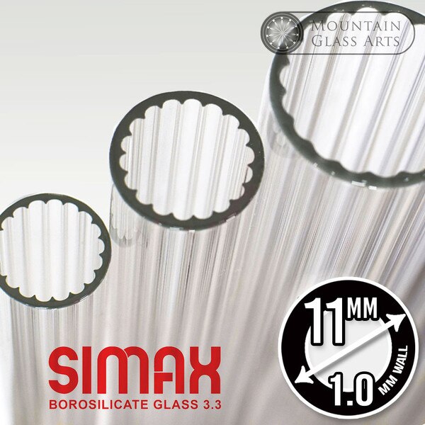 Simax - Scalloped Tube - 11mm x 1.0mm (121) - Borosilicate Glass - 33 COE